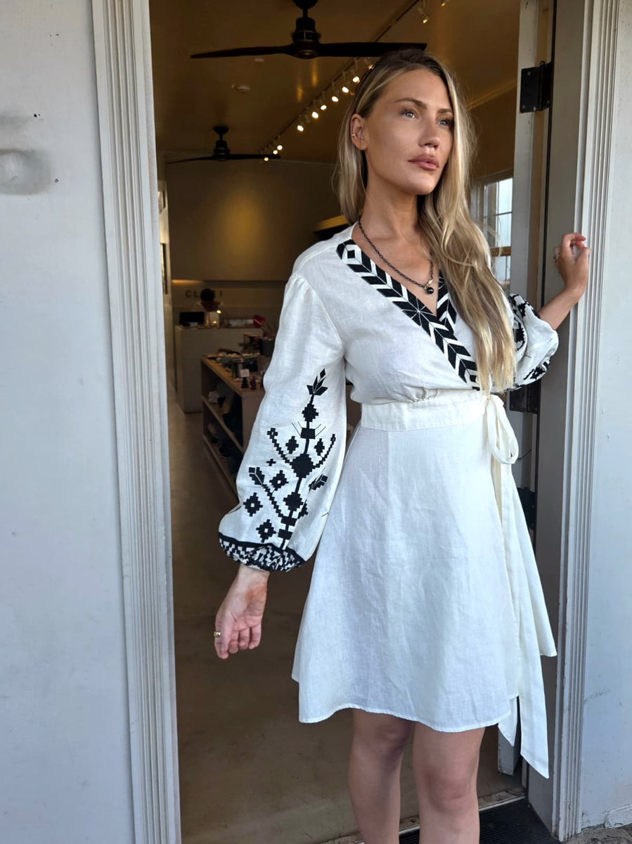 Greek Archaic Kori Mini Wrap Dress – Lele by Adelina a Mare